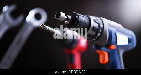 Composition with different kinds of hardware tools including cordless ...