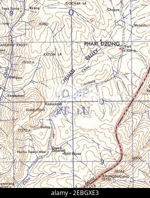 Map of Tibet, Phari Dzong and Chumbi Valley, Tibet in 1963, from- India ...