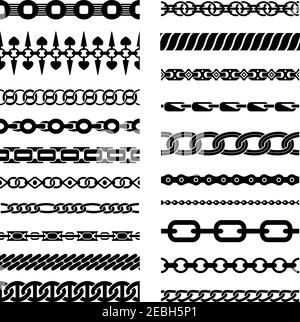 Chains, chain link shapes isolated. Various versions. Editable vector ...