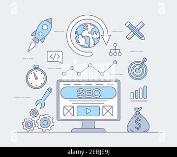 computer rocket analysis chart search engine optimization vector ...