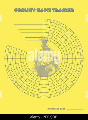 Habits tracker printable template. Monthly worksheet layout for ...