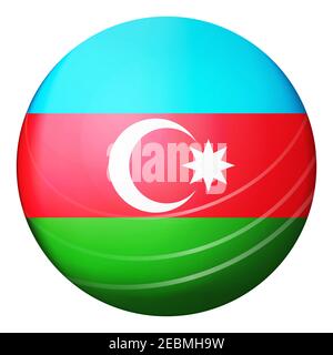 Glass light ball with flag of Azerbaijan. Round sphere, template icon ...