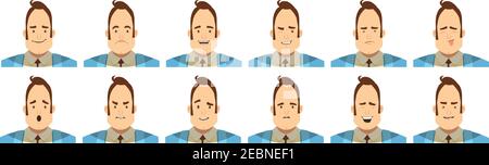 Confusion emotion icons set cartoon vector. People with emotion of ...