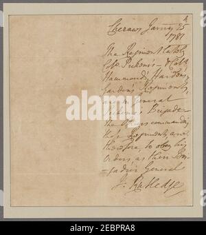 Rutledge, John. Cheraws. To Col. Harden Stock Photo - Alamy