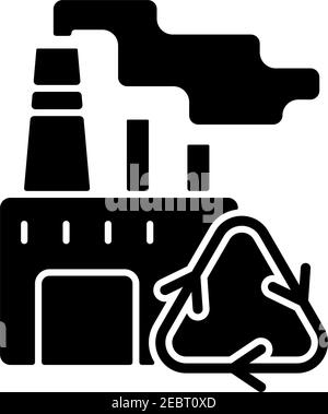 Recycling service glyph icon. Converting waste materials. Garbage reuse ...