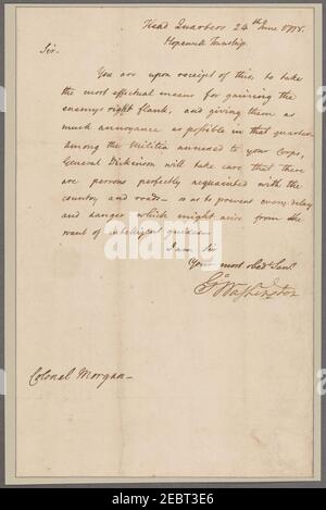 Washington, George. Hopewell Township. To Colonel Morgan Stock Photo ...