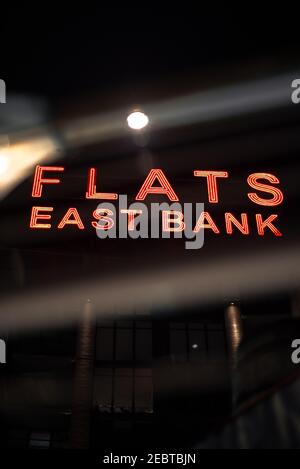 the flats east bank sign in cleveland ohio Stock Photo - Alamy