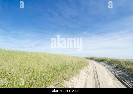 Great Point beach path at Nantucket in Massachusetts Stock Photo - Alamy