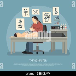 make a tattoo. How does it work. tattooing process Stock Vector Image ...