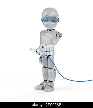 Automatic electric recharge station concept with 3d rendering robot ...