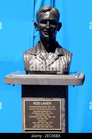 Statue of Rod Laver, an Australian tennis player, at Melbourne Park ...