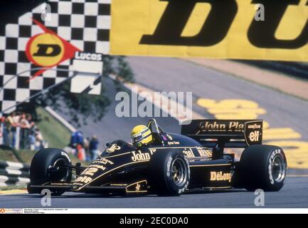 Ayrton Senna in his 1986 Lotus 98T F1 car Brands Hatch UK Stock Photo ...