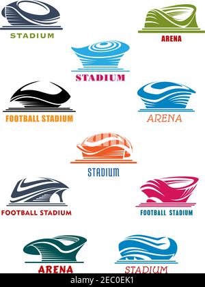 Modern open stadium and arena symbols for sporting competition emblem ...