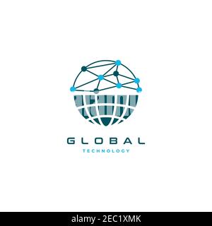 Global connection logo concept design template idea in blue color Stock ...