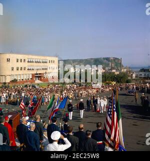 NATO (North Atlantic Treaty Organization) flag waving in the wind in a ...