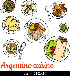 Argentine food and Argentina cuisine dishes menu, vector restaurant ...