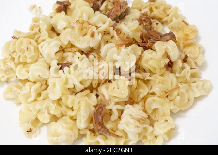 traditional soviet russian pasta dish, vermicelli, navy pasta, with ...