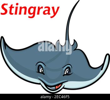 funny cartoon stingray cartoon swimming Stock Vector Image & Art - Alamy