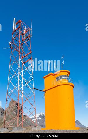 Hvalnes lighthouse landscape, east Iceland landmark. Iceland scenery ...