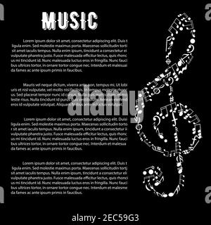 Vector illustration musical notes and pauses. Black music symbols ...