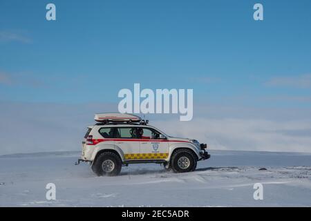 Jokuldalsheidi Iceland - March 30. 2019: Modified 4x4 rescue trucks ...