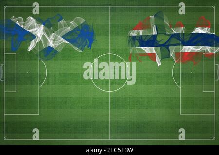 Norway vs Scotland Soccer Match, national colors, national flags ...