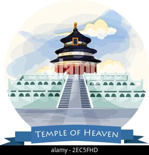 Ancient chinese Temple of Heaven sketch symbol for culture of China and ...