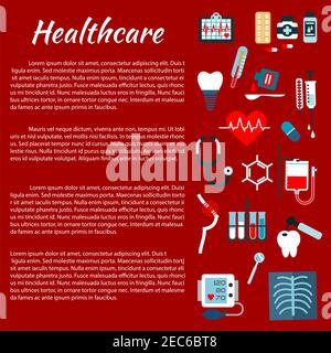 Medicine symbols infographic poster. Vector icons of health care ...