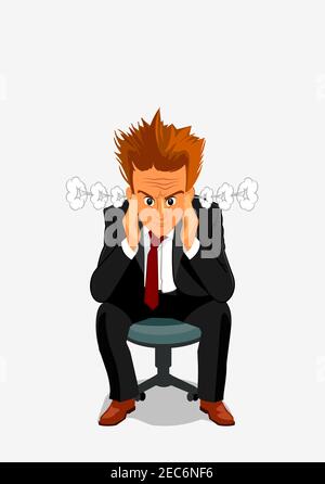 Cartoon of Annoyed Man Sitting on Chair and Reading a Book Stock Vector ...