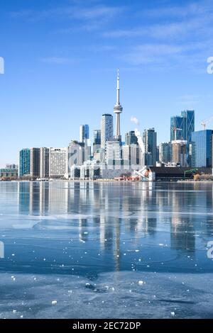 Toronto Polson Pier Winter ice storm skyline city Stock Photo - Alamy