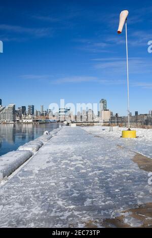 Toronto Polson Pier Winter ice storm skyline city Stock Photo - Alamy