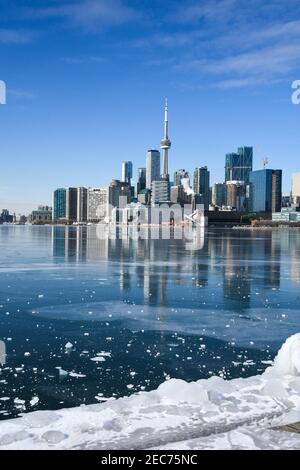 Toronto Polson Pier Winter ice storm skyline city Stock Photo - Alamy
