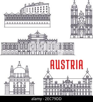 Historical Vienna icon outline vector. Architectural marvels edifice ...