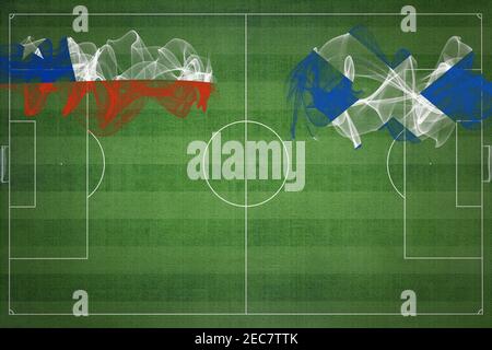 Scotland vs Chile Soccer Match, national colors, national flags, soccer ...