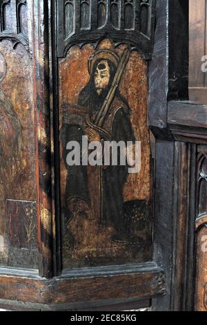 Medieval screen painting of an armed saint, Hexham Abbey, Hexham ...