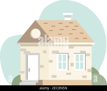 Spring House Flat Vector Illustration Set. Sweet Home Clipart. White ...