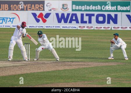 West Indies' cricketer John Campbell in action during the third day of ...