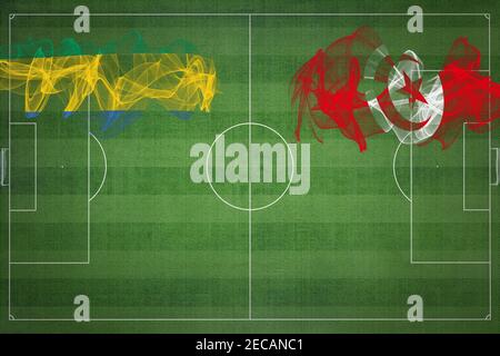 Tunisia vs Gabon Soccer Match, national colors, national flags, soccer ...