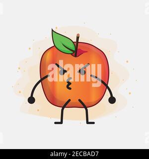 Vector Illustration of Honeycrisp Apple Character with cute face ...