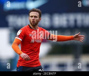 Birmingham, UK. 13th Feb, 2021. Dan Potts #3 of Luton Town celebrates ...