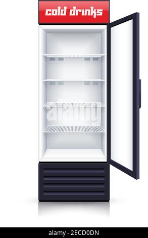 Refrigerator Realistic Vector. Modern vertical Fridge. Front Panel. Two ...