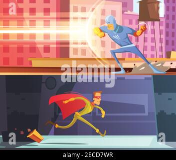 Superhero team horizontal banners set with saving the world symbols ...