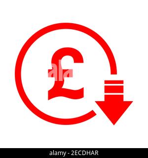 Cost reduction- decrease pound icon. Vector symbol isolated on background Stock Vector Image ...