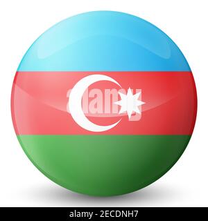 Glass light ball with flag of Azerbaijan. Round sphere, template icon ...