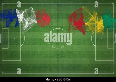 Guinea vs France Soccer Match, national colors, national flags, soccer ...