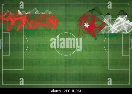 Jordan vs Oman Soccer Match, national colors, national flags, soccer ...