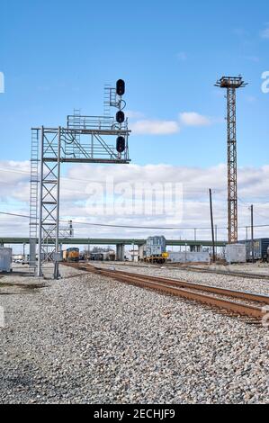 Railroad or railway signal or signals on the main line of CSX train ...