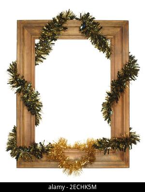 Antique green and gold frame isolated on the white background Stock ...