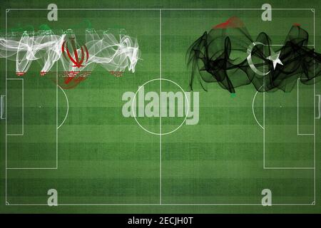 Libya vs Iran Soccer Match, national colors, national flags, soccer ...