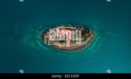 Aerial view of Saint George Island near Perast Montenegro Stock Photo ...